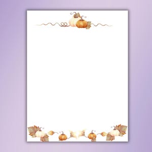 Autumn Pumpkin Printable Stationery,fall Leaves Digital Letter ...