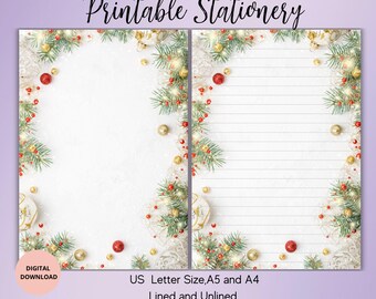 Sweet Christmas Letter Writing Paper A5 Stationery Lined/unlined Penpal ...