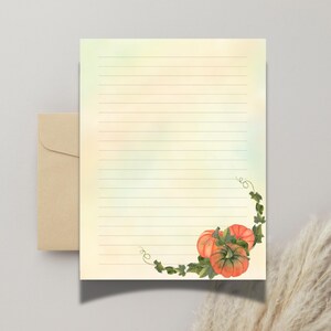 Pumpkin Printable Stationery-fall Pumpkins Writing Paper Set Lined ...