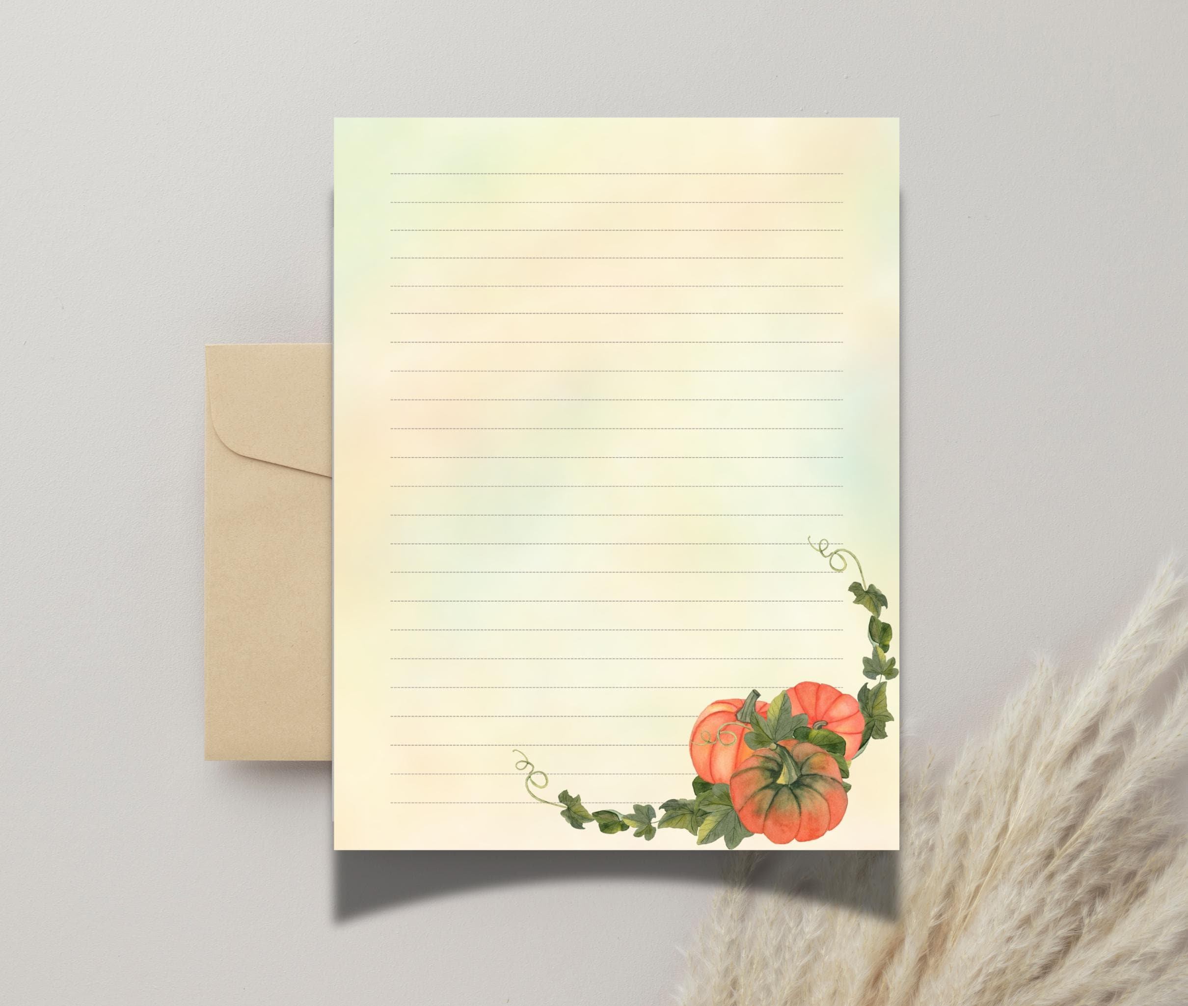 Pumpkin Printable Stationery-fall Pumpkins Writing Paper Set Lined ...