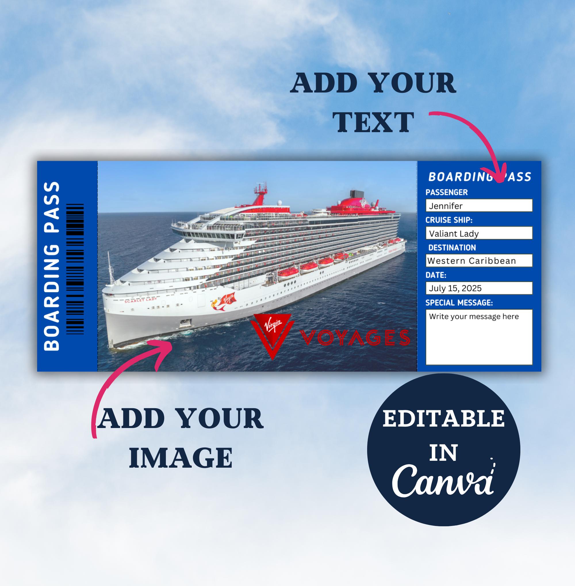 EDITABLE Virgin Voyages Cruise Ticket-editable Boarding Pass-print ...