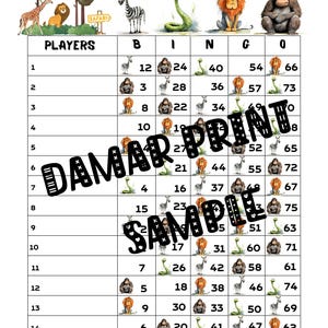 Safari Animal Bingo Boards- Printable-bingo Boards 1-15 Lines -school ...