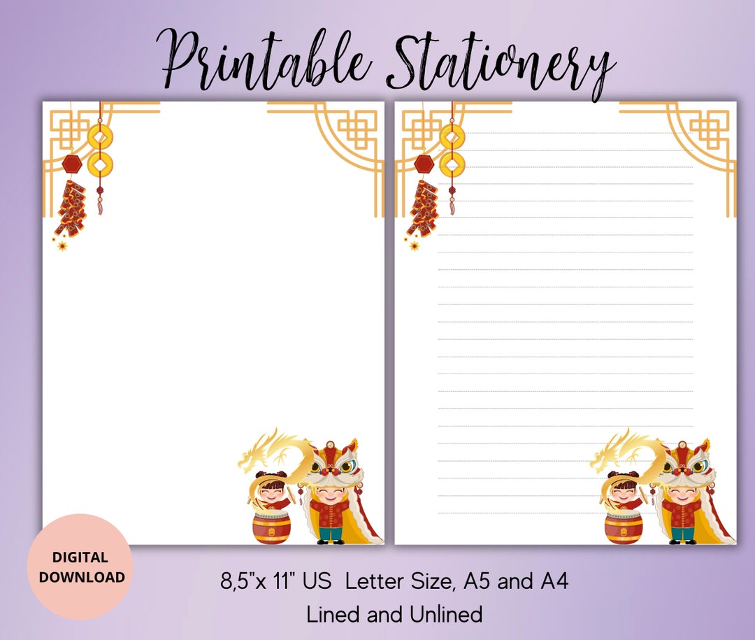 Chinese New Year Printable Stationery-cute Notepaper-dragon Writing ...