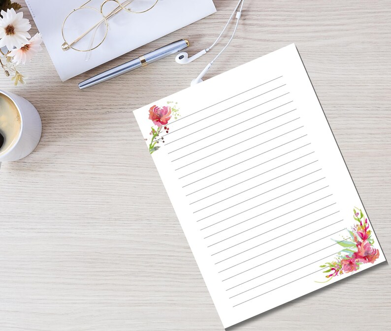 Watercolor Flower Printable Sttaionery-flower Writing Paper Set A4/A5 ...