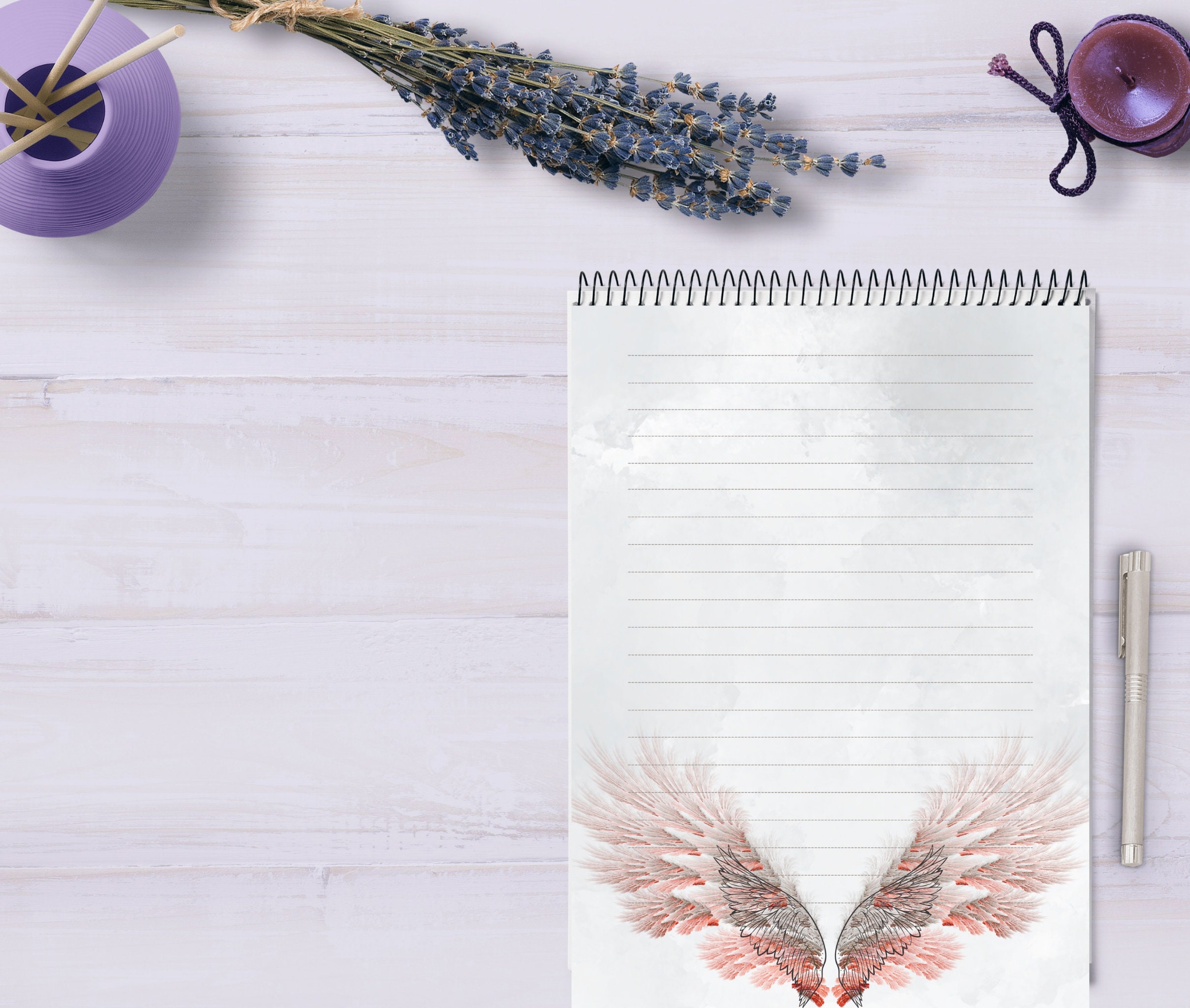 Angel Wings Printable Stationery-watercolor Wings Writing Paper Set ...