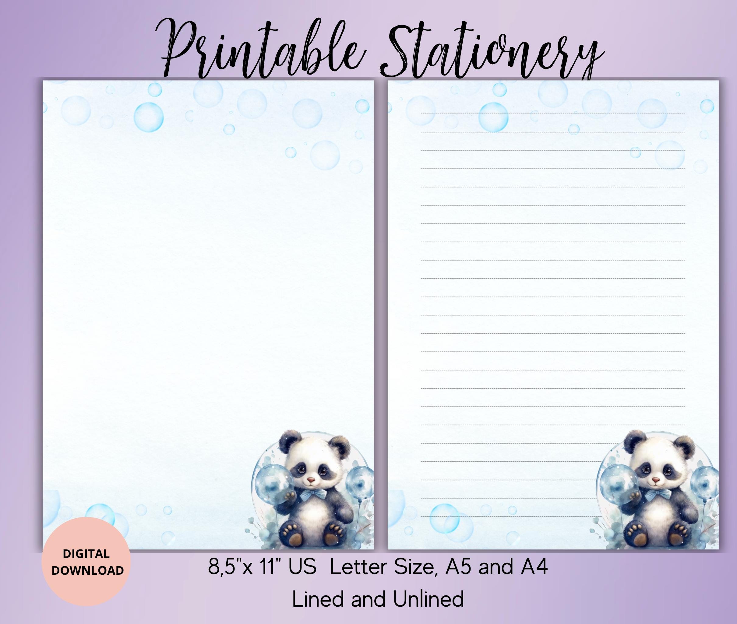 Cute Panda Printable Stationery-kids Stationary-animal Writing Paper ...