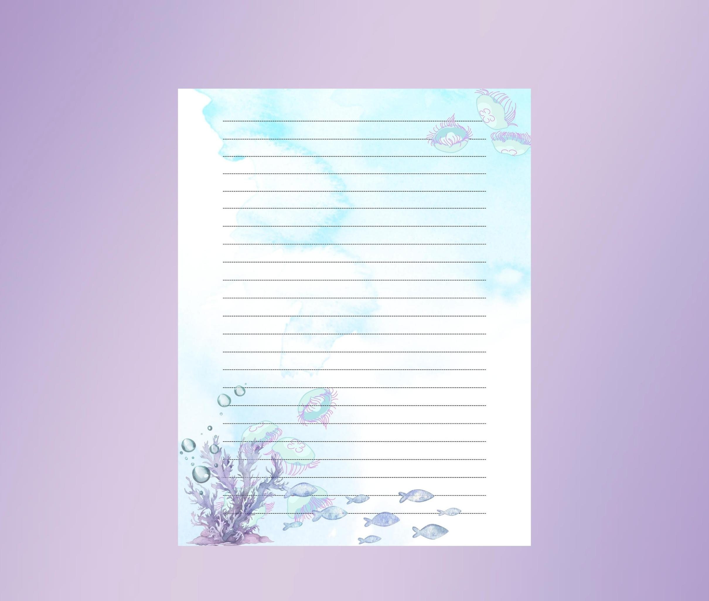 Sea Printable Stationary Marine Stationery Watercolor Writing Paper ...