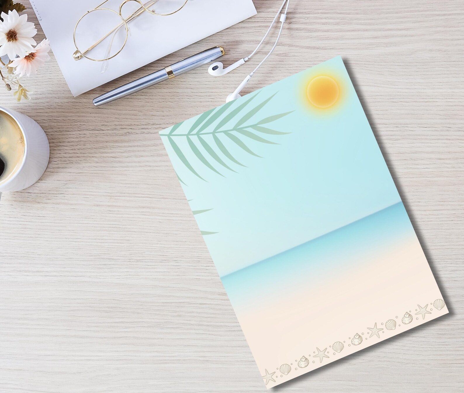 Summer Theme Printable Stationery-beach Writing Paper Set Lined Unlined ...