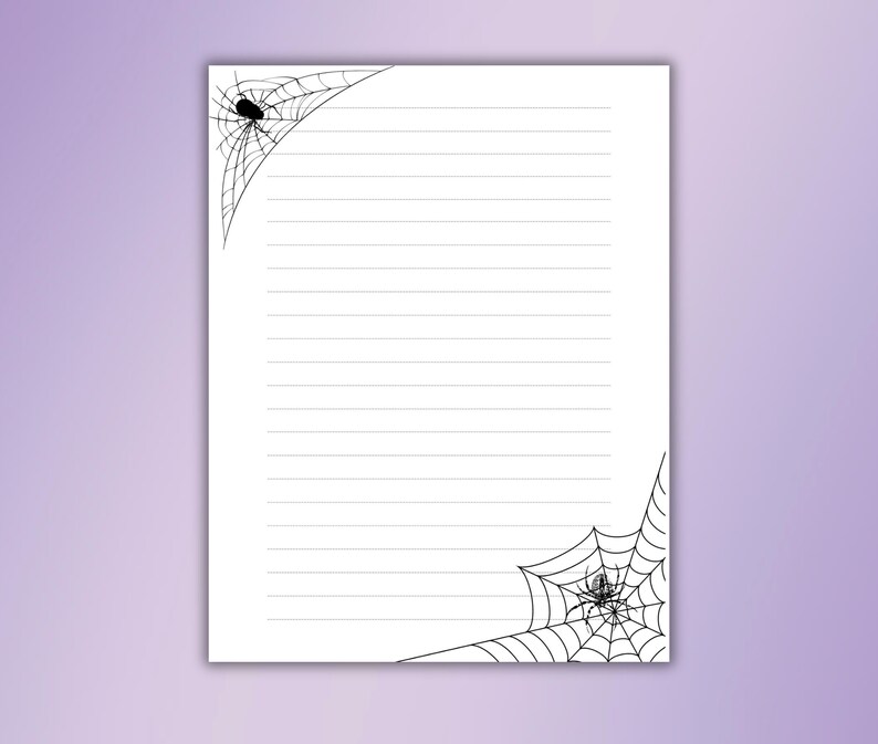 Spider Printable Stationary-halloween Printable Stationery-spider Web ...