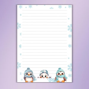 Cute Christmas Animals Printable Stationery-penguin Stationary-winter ...
