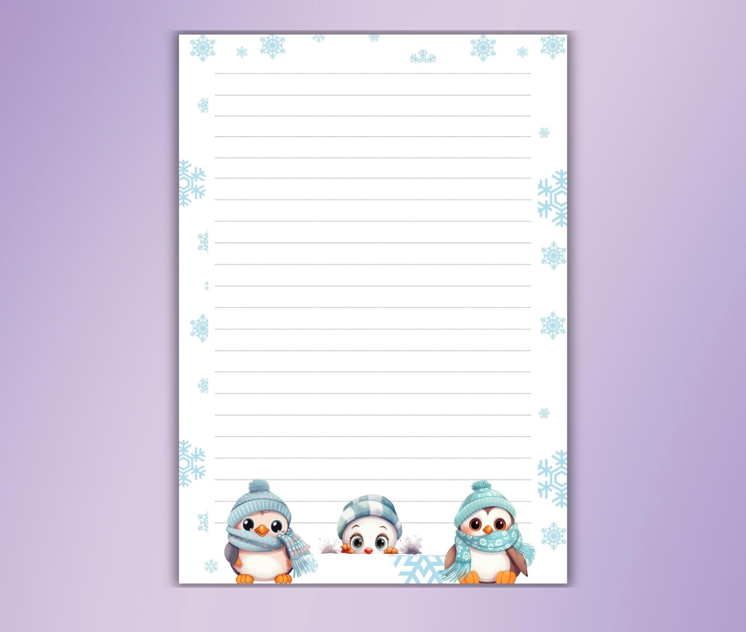 Cute Christmas Animals Printable Stationery-penguin Stationary-winter ...