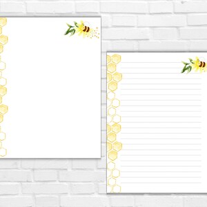 Bee With Flower Printable Stationery-bee Honey Writing Paper Unlined ...