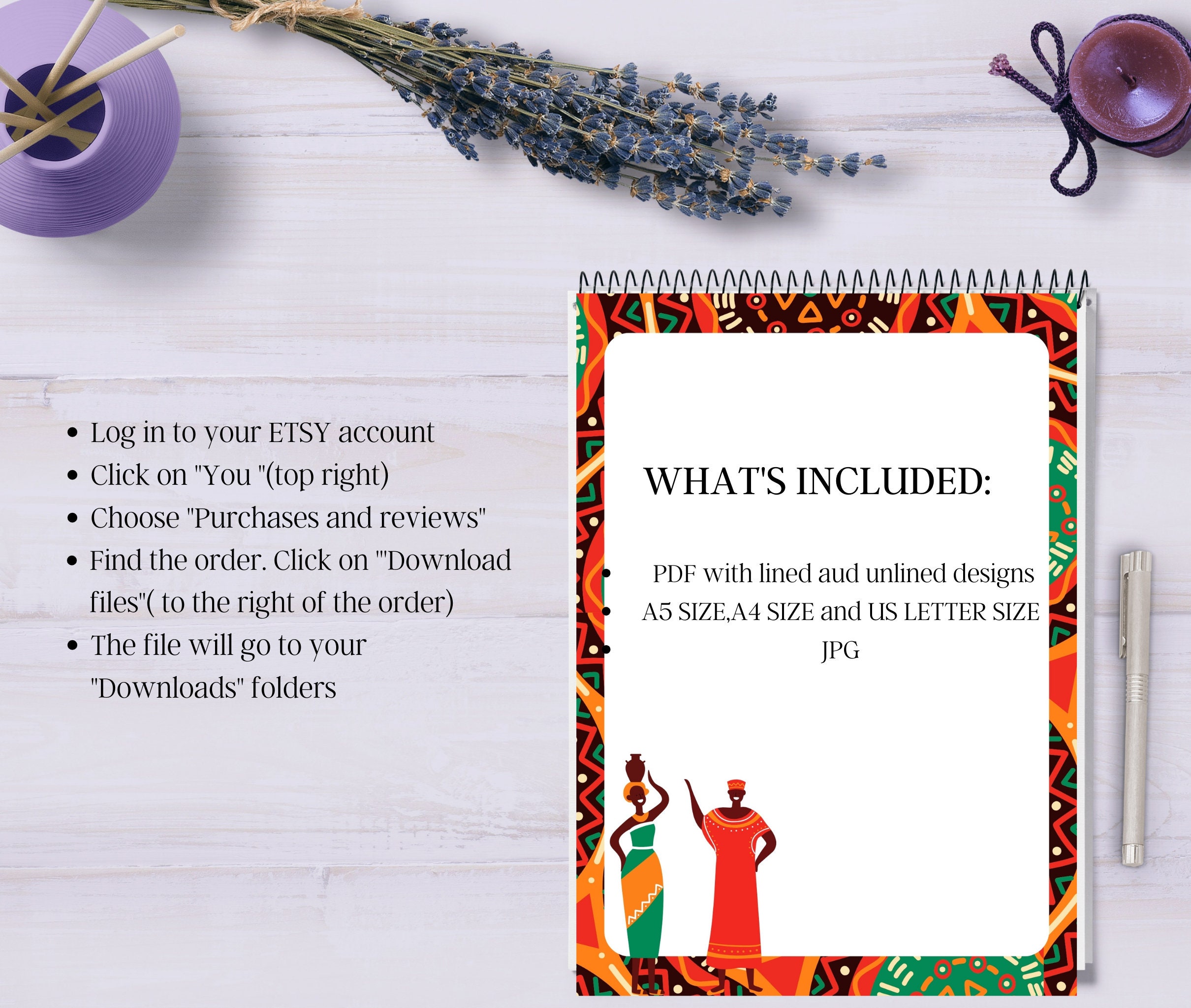 African Motif Printable Stationery-african Style Writing Paper A4/a5 ...