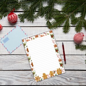 Christmas Gingerbread Printable Stationery-christmas Stationary Holiday ...