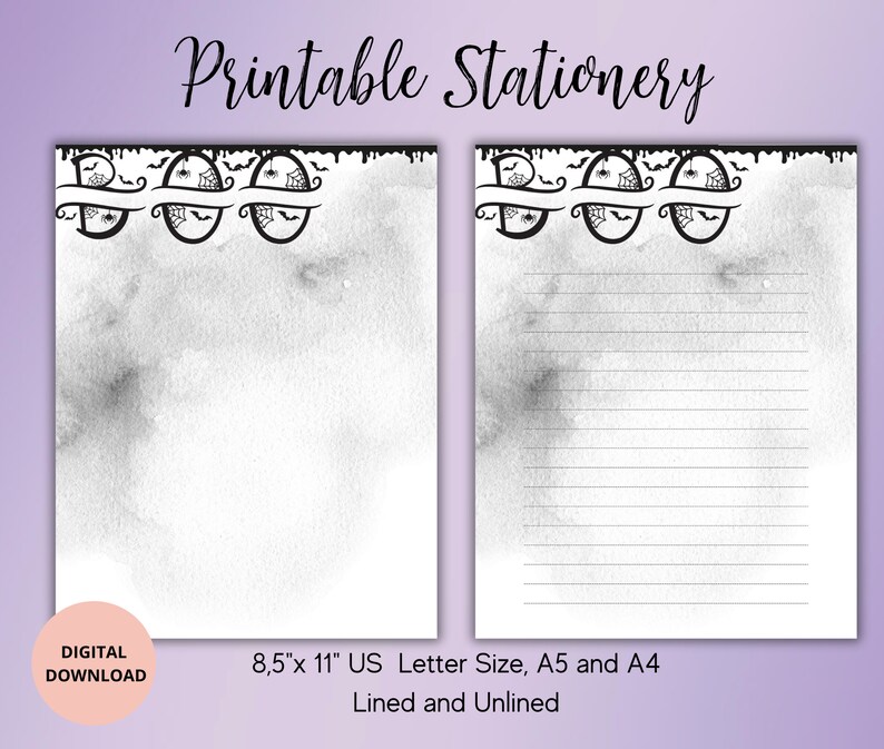 Halloween Stationary,boo Printable Stationery,printable Writing Paper ...