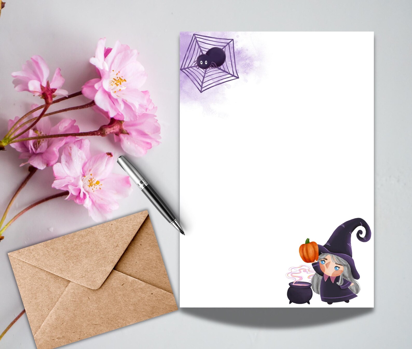 Cute Witch Writing Paper,halloween Pen Pal Supplies,printable ...