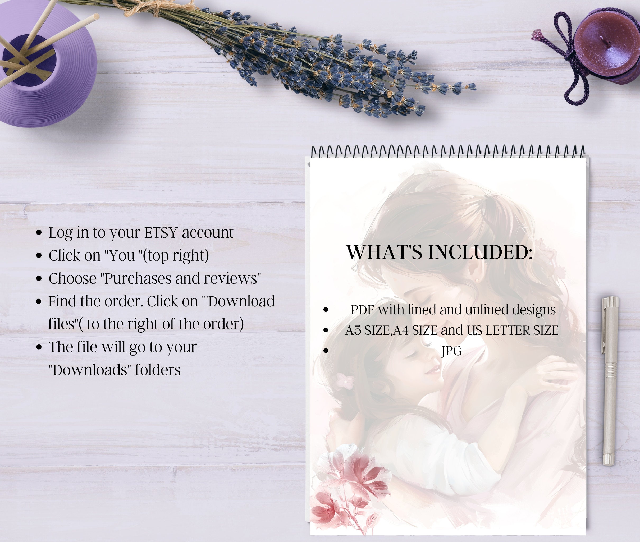 Mother and Daughter Printable Stationery-mother Day Writing Paper Set ...