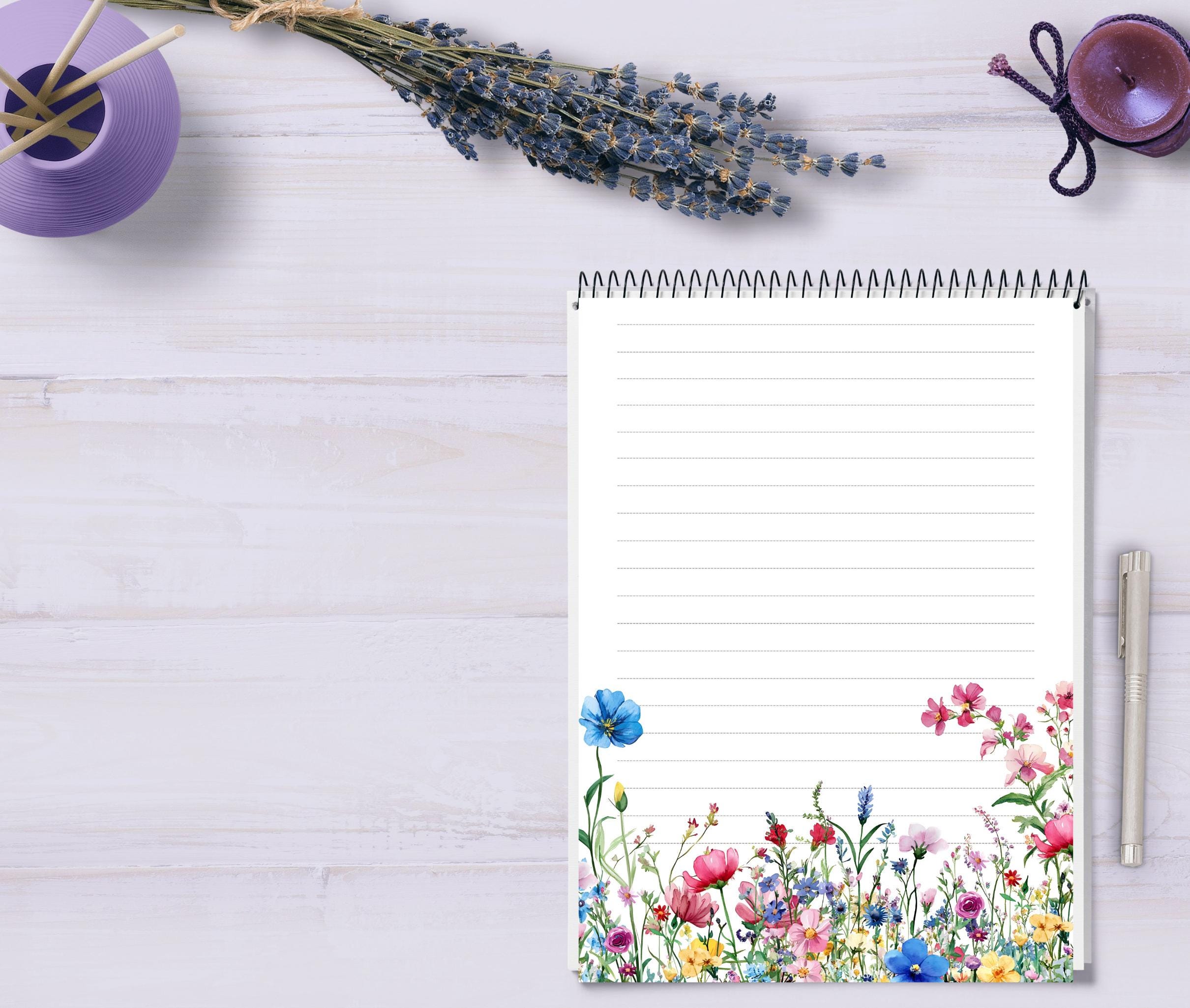 Wildflower Printable Stationery-flower Writing Paper Unlined Lined A5 ...