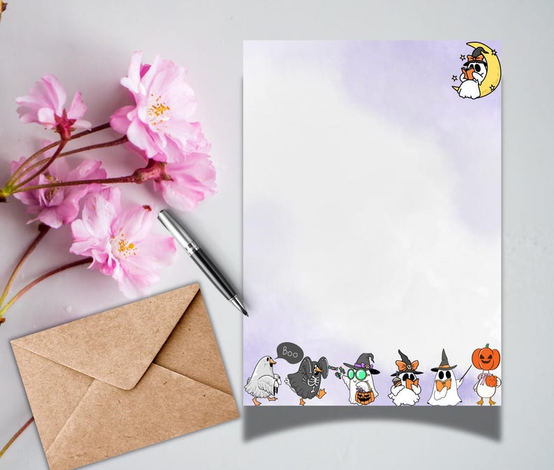 Halloween Printable Stationary Set-halloween Writing Paper Lined ...