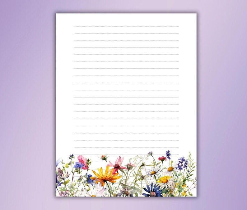 Wildflower Writing Set,flower Printable Stationery,floral Writing Paper ...