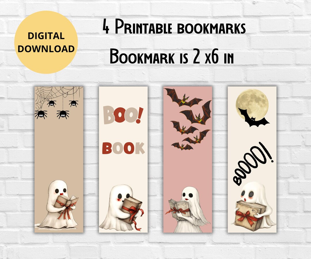Printable Halloween Bookmark Bundle- Spooky Bookmark-cute Bookmarks ...