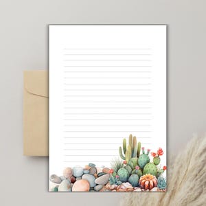 Cactus Stationery,cactus Printable Writing Paper Set,digital Custom ...
