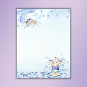 Elephant Printable Stationery-kids Stationary-animal Writing Paper Set ...