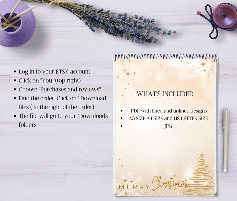 Christmas Printable Stationery-gold Christmas Writing Paper Set Lined ...