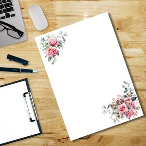 Rose Writing Paper,flower Stationary,floral Writing Paper Set A4,A5,US ...