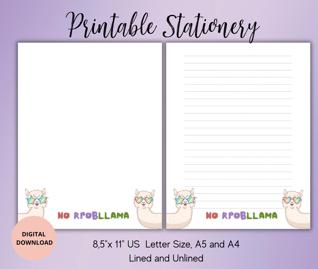 Llama Printable Stationery-alpaca Printed Letter Writing Papera4/a5 ...