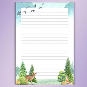 Woodland Animals Printable Stationery-forest Animal Writing Paper Lined ...