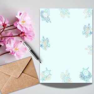 Sea Turtle Printable Stationery-marine Writing Paper Unlined Lined A5 ...
