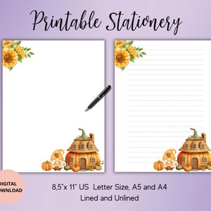 Autumn Gnomeprintable Stationaryautumn Writing - Etsy
