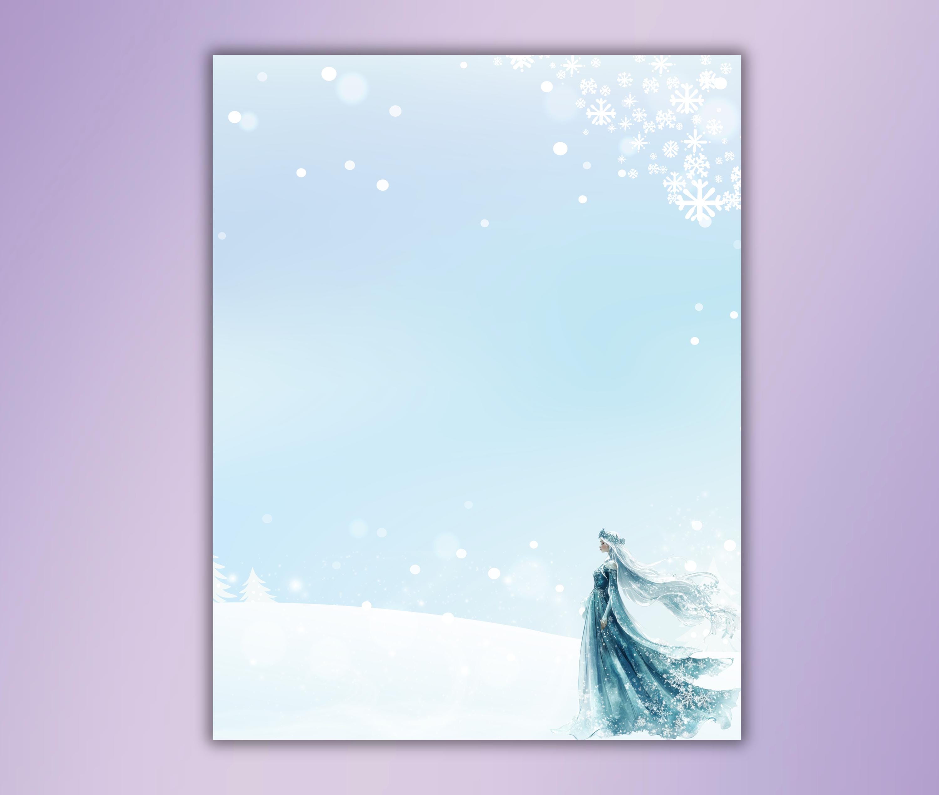 Snow Queen Printable Stationery Set- Writing Paper Set A5/A4/US Letter ...
