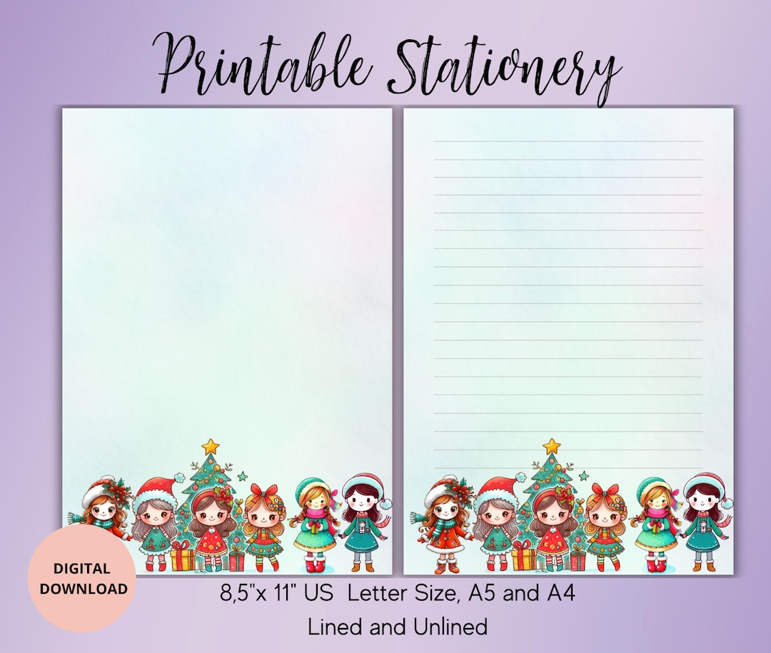 Winter Girl Printable Stationery/christmas Stationary Holiday Letter ...