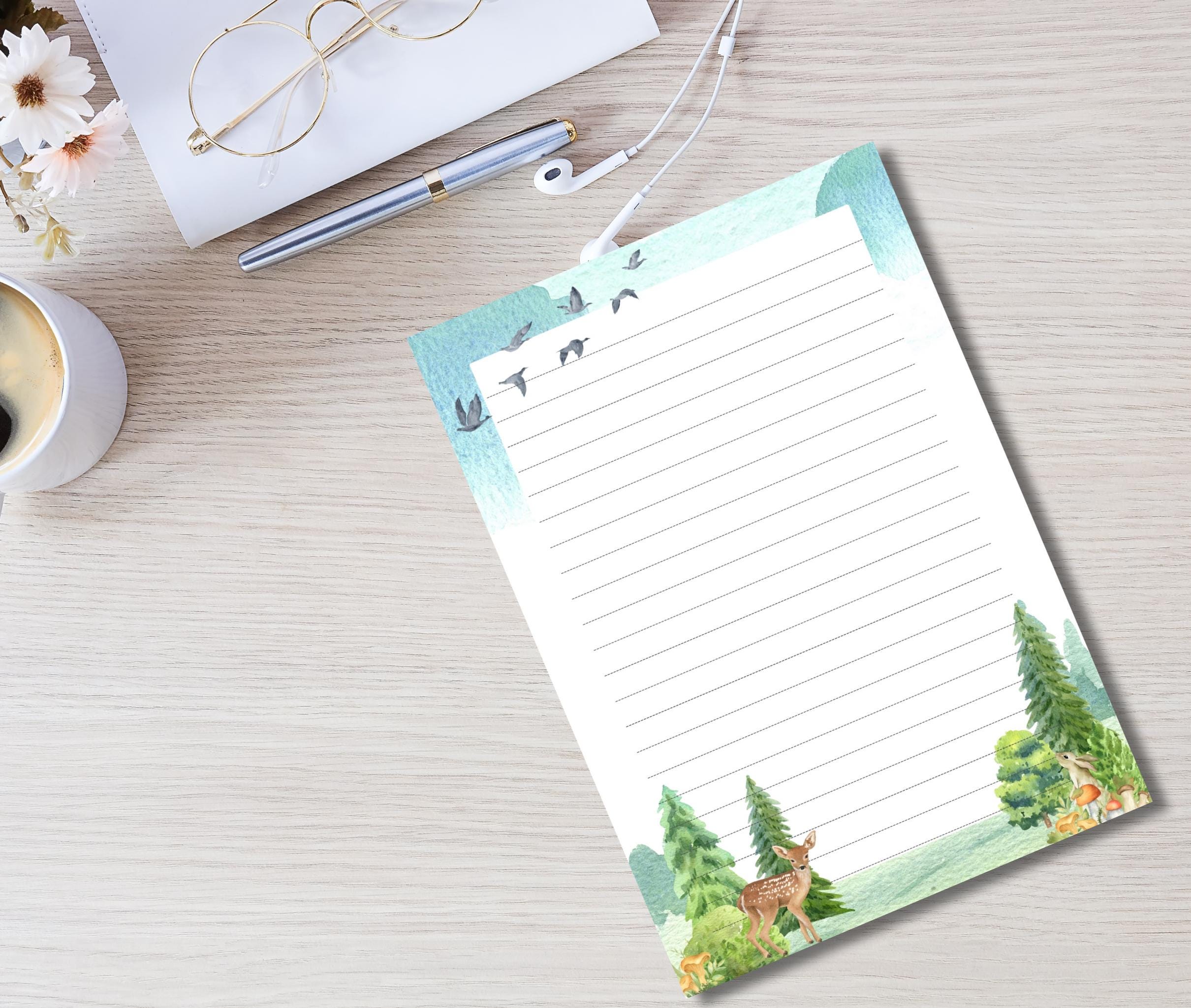 Woodland Animals Printable Stationery-forest Animal Writing Paper Lined ...