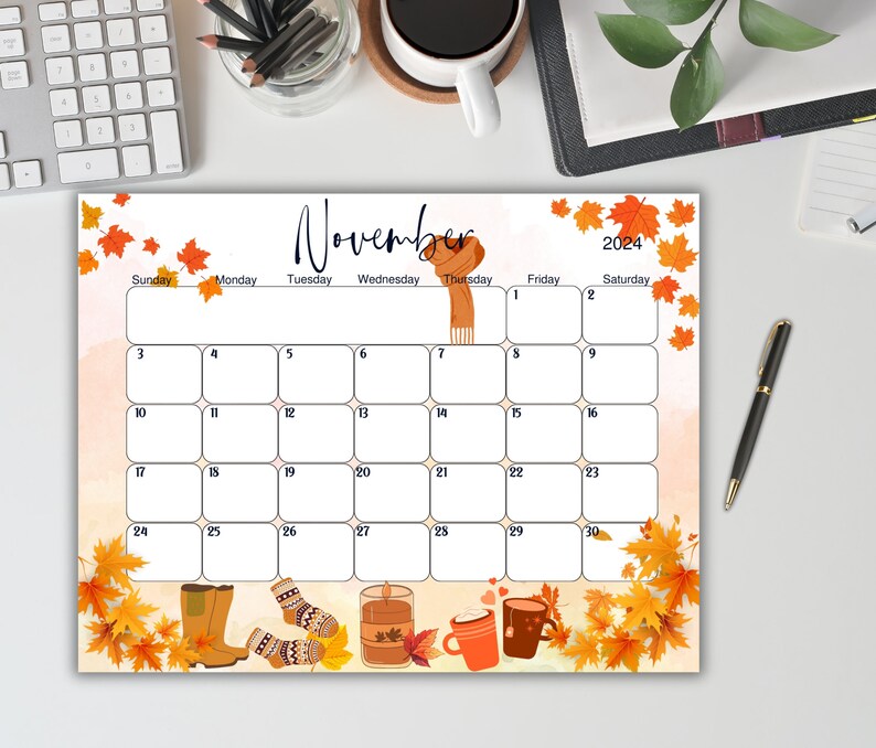 Editable November 2024 Printable Calendar-autumn Monthly Planner ...