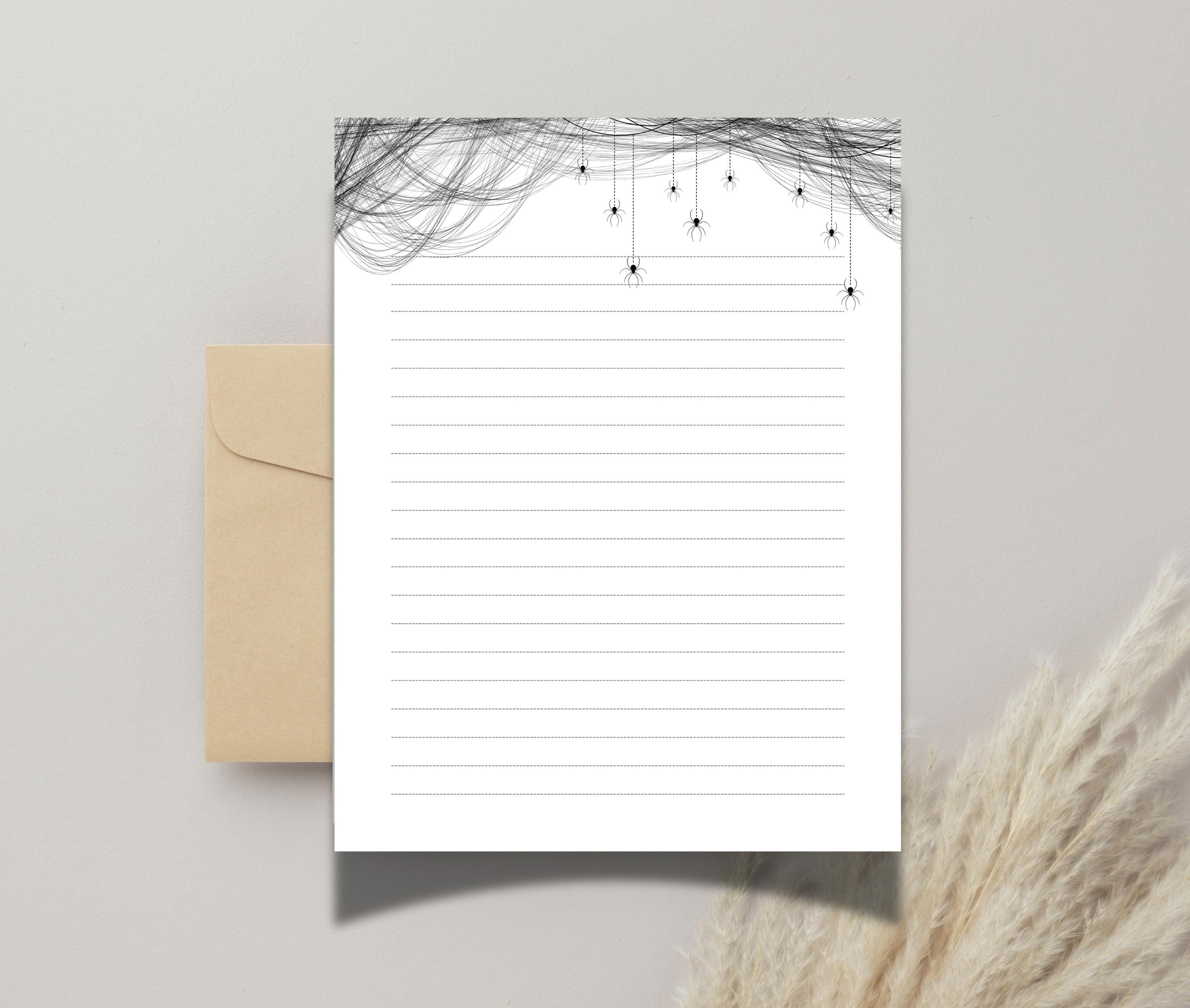 Spiderweb With Spider Printable Stationary-halloween Stationery-spider ...