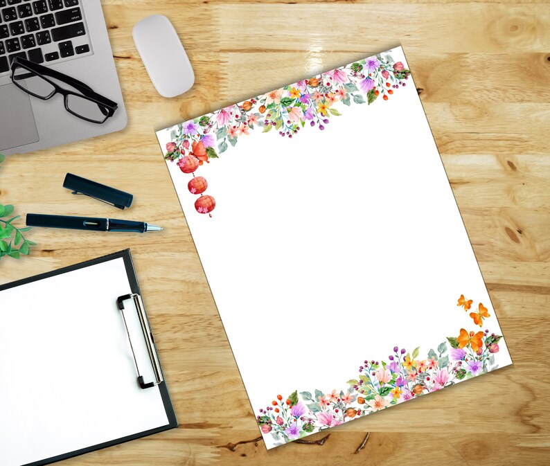 Flower Printable Stationery-floral Writing Set A4/A5/US Letter Instant ...