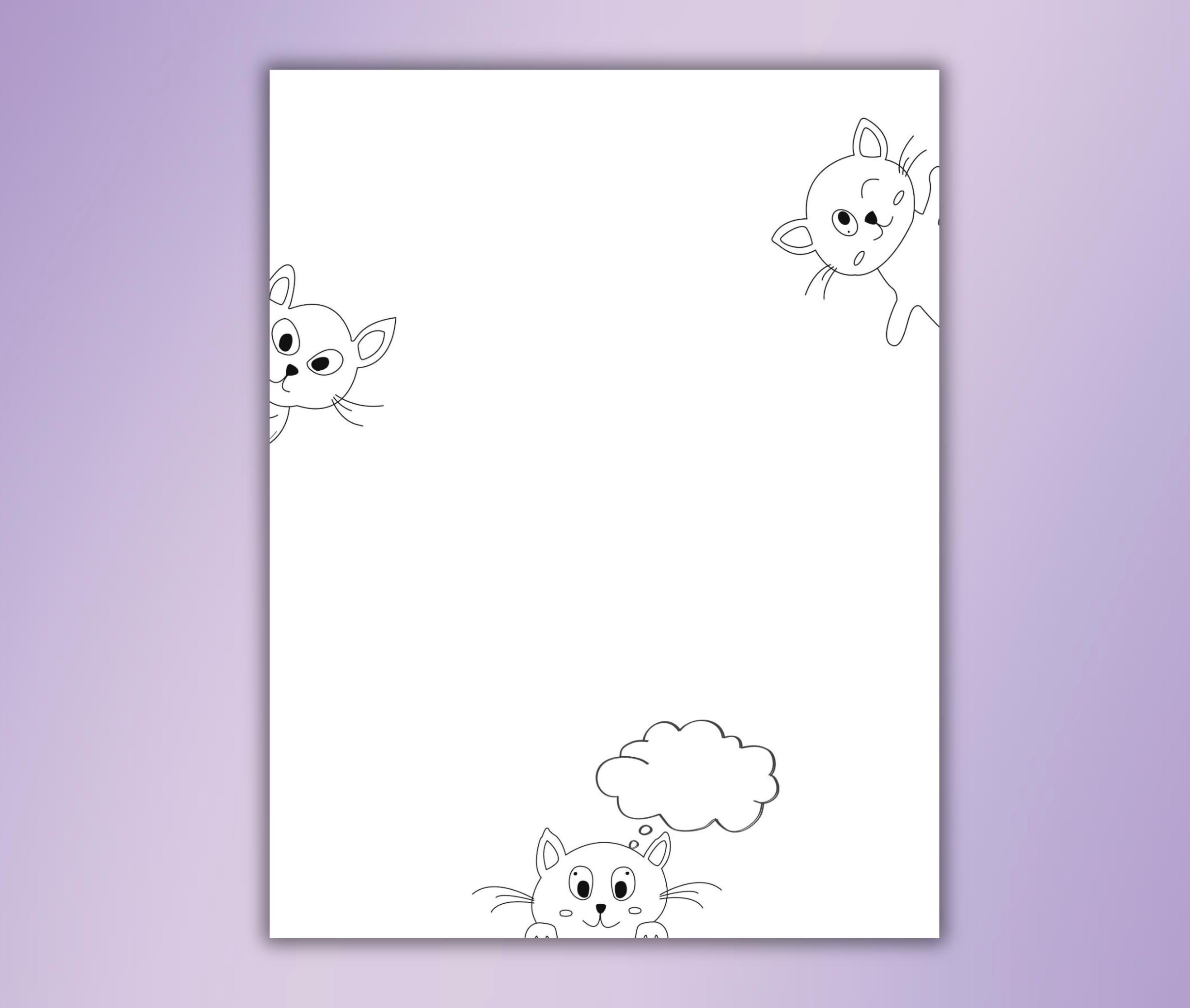 Cat Stationary,printable Letter Writing Paper, Pen Pal Supplies ...