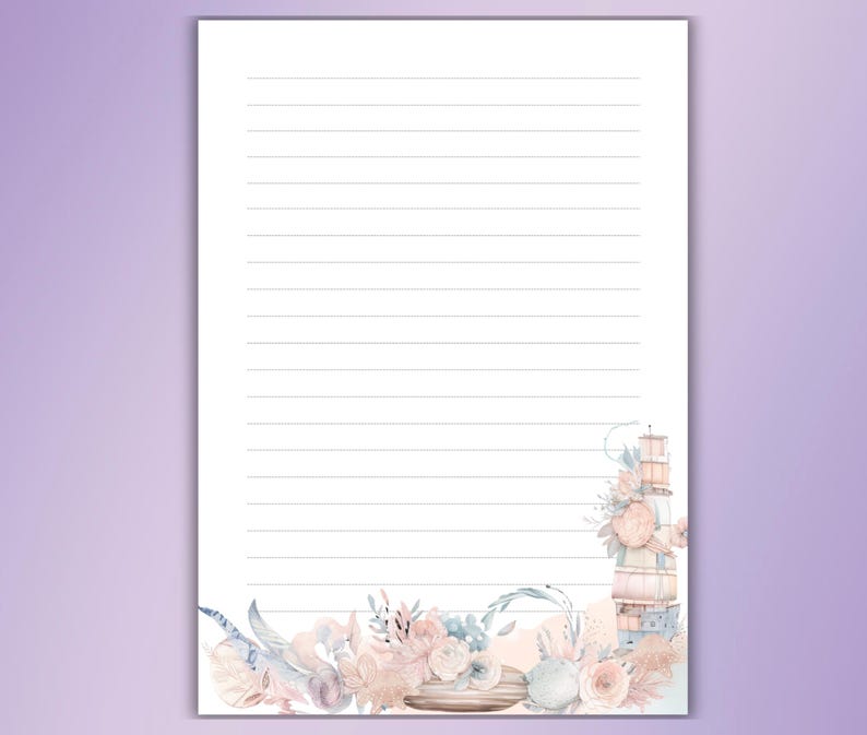 Marine Theme Printable Stationery-writing Paper Unlined Lined A5/A4/US ...