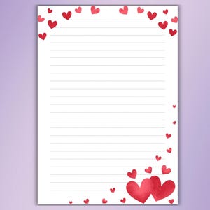 Heart Printable Stationery-valentine's Day Printable Writing Paper ...