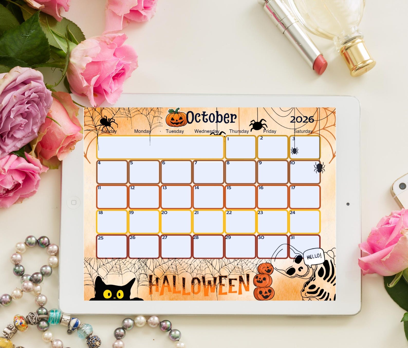 Editable Printable October 2026 Calendar-cute Spooky Halloween 2026 ...
