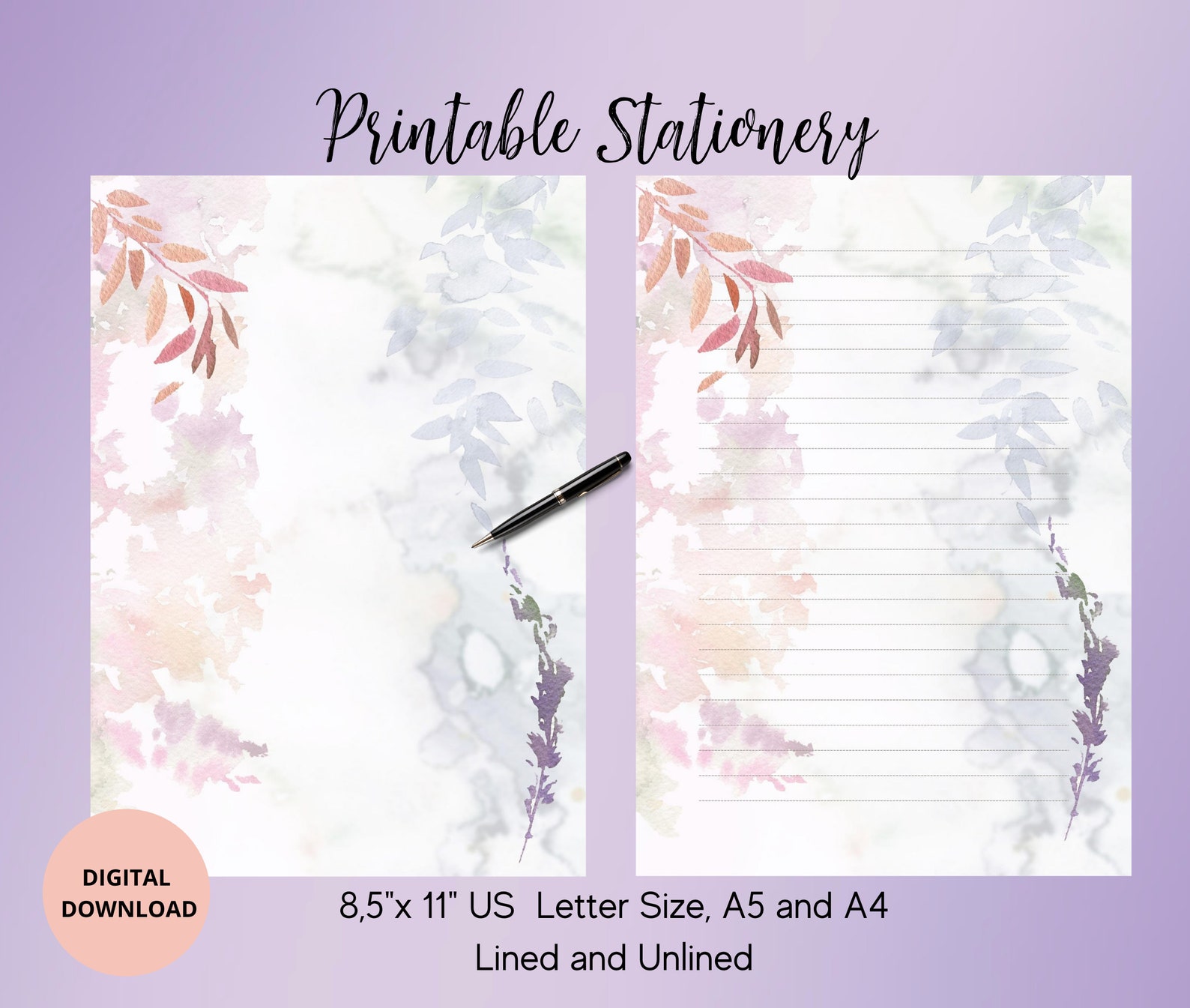 Wildflower Writing Set, Flower Printable Stationery,floral Writing ...