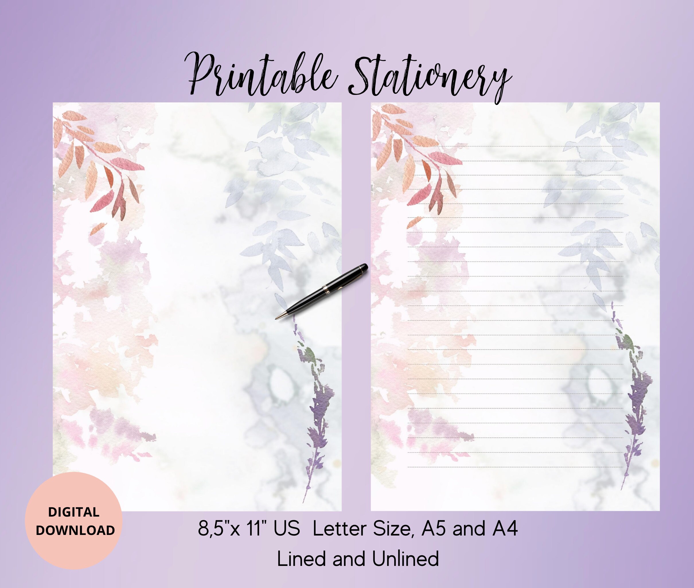 Wildflower Writing Set, Flower Printable Stationery,floral Writing ...