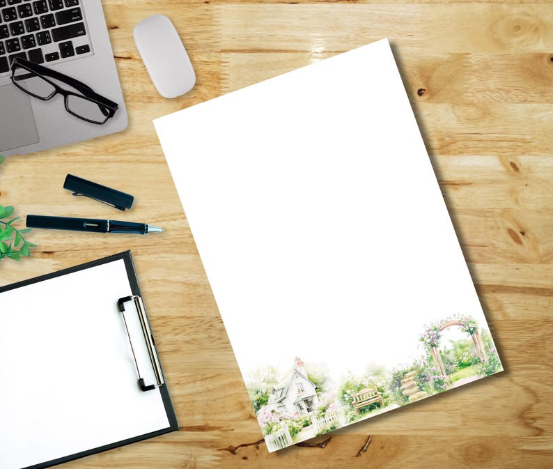 Summer Landscape Printable Stationery-cottage Writing Paper Lined ...