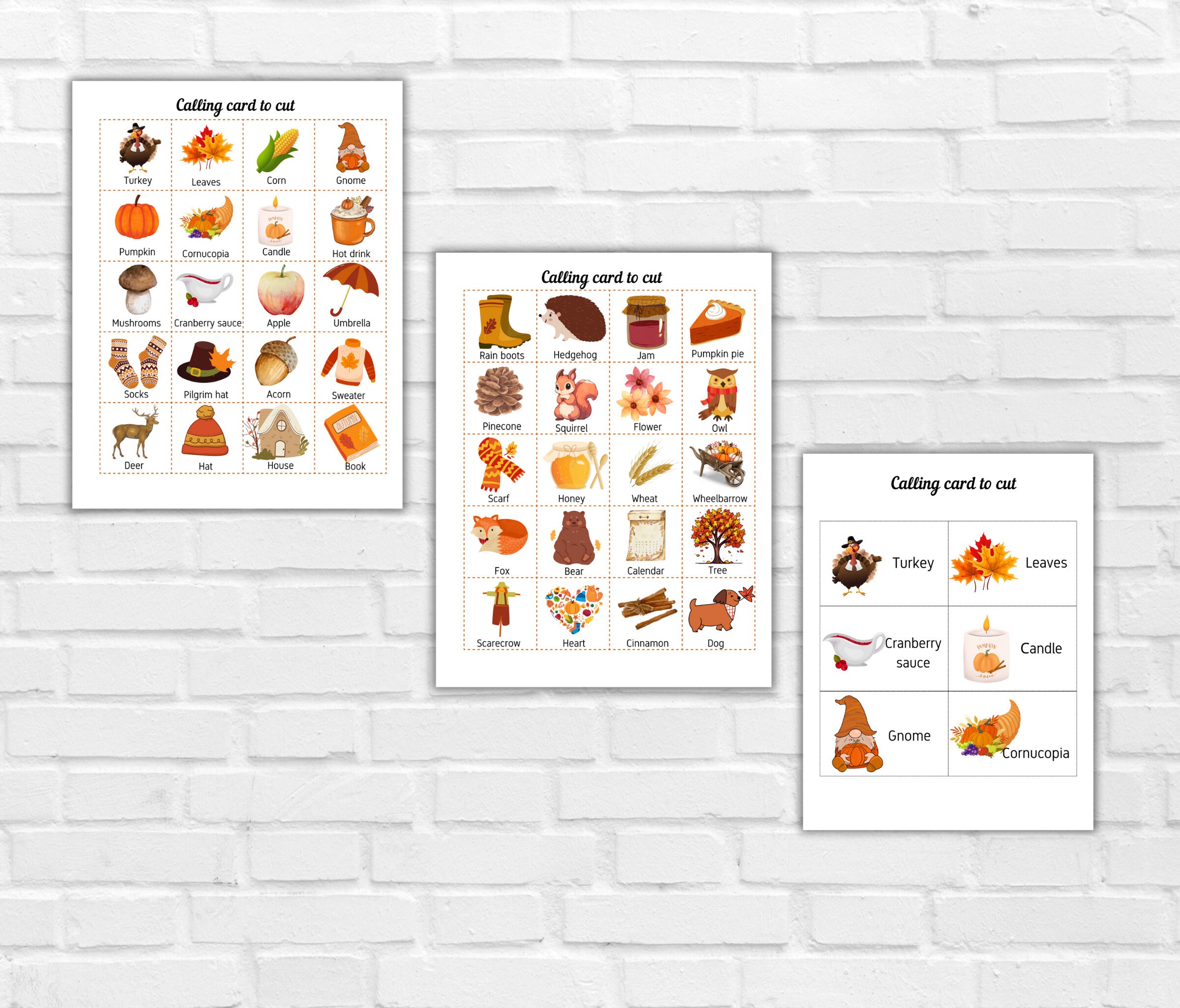 Fall Bingo,printable 50 Unique Bingo Cards,classroom Game,autumn Bingo ...