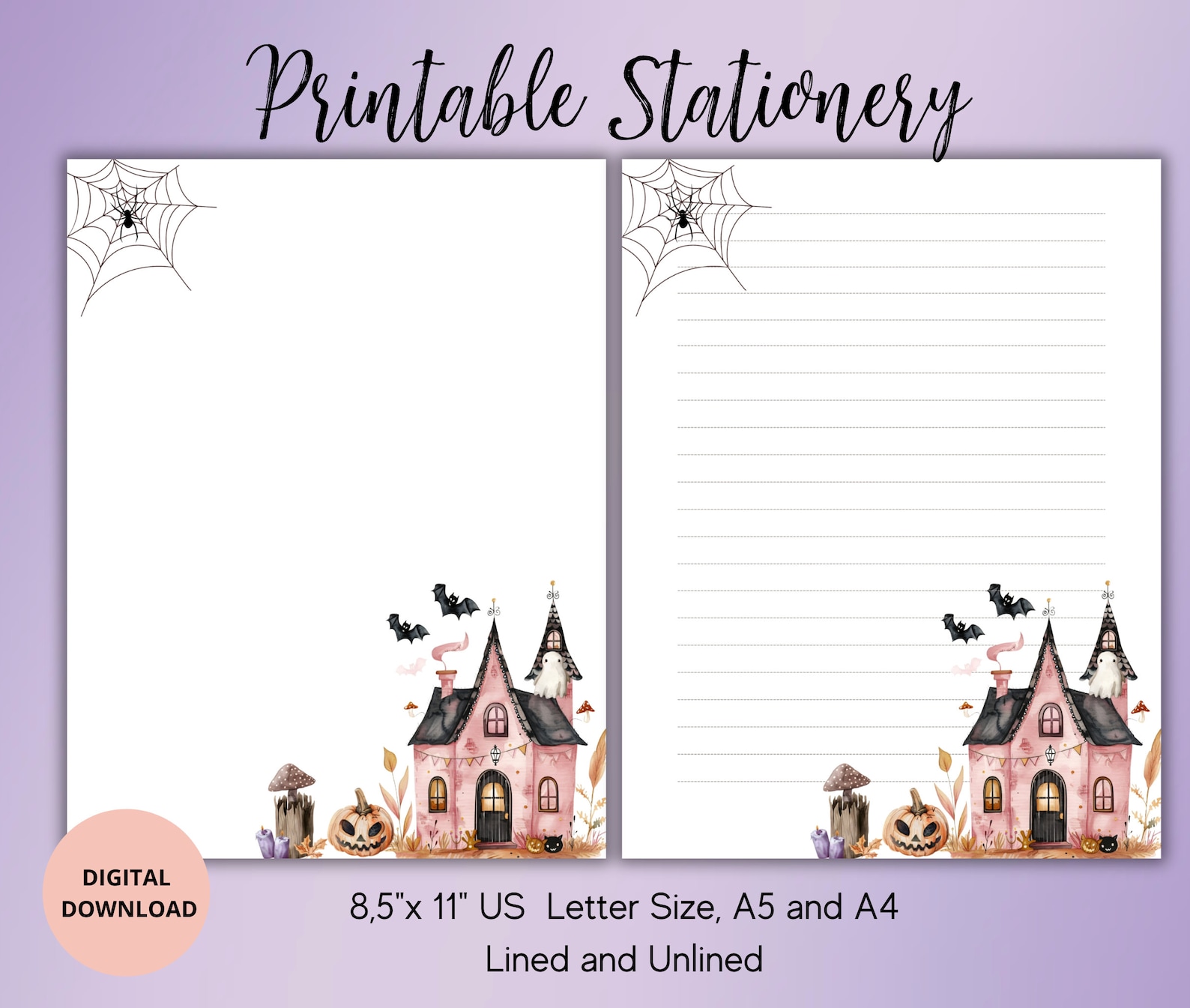 Halloween Letters-halloween Printable Stationery Set-cute Ghost Writing ...