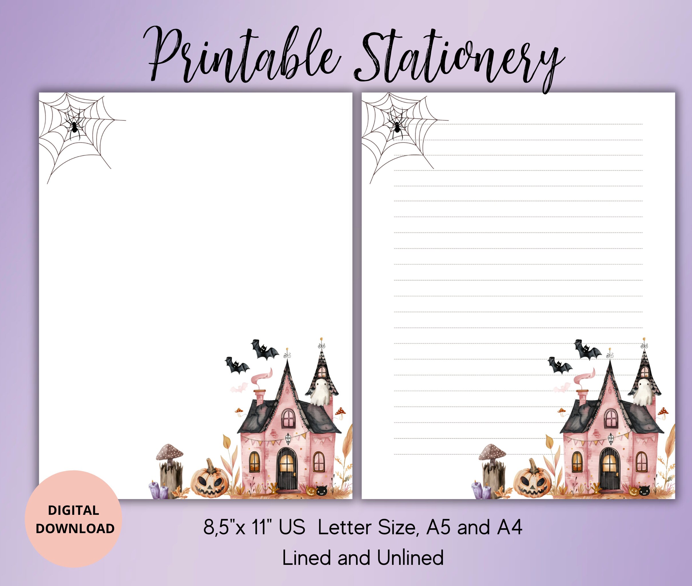 Halloween Letters-halloween Printable Stationery Set-cute Ghost Writing ...