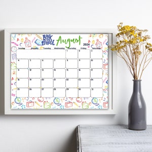 Editable August 2024 Calendar-back to School Planner-2024 Printable ...